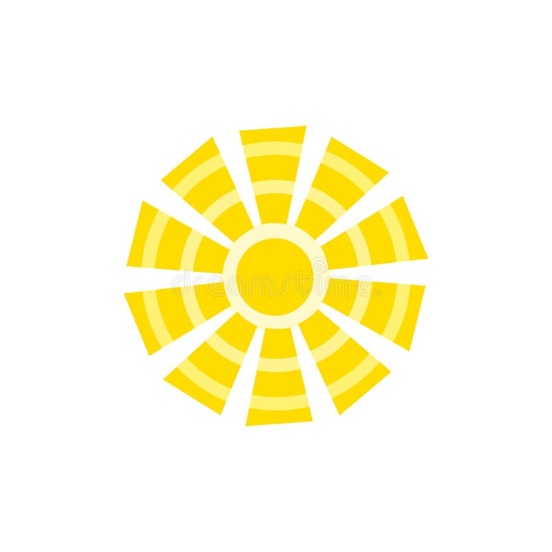 Yellow Stylized Sun with Rays. Stock Vector Illustration Isolated on ...