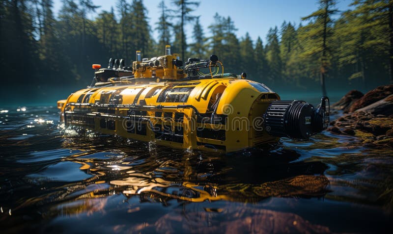 Yellow Submarine Floating on Water Stock Image - Image of marine ...