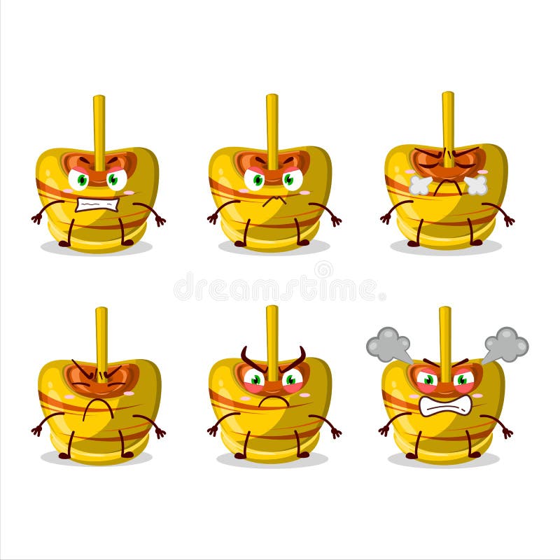 Yellow Sugar Candy Cartoon Character with Various Angry Expressions ...