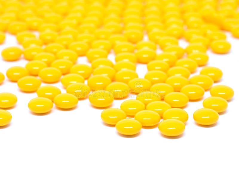Yellow Sugar Coated Tablets Pills Stock Image - Image of tablets ...