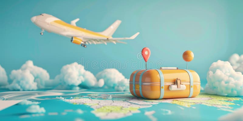 Yellow Suitcase Placed on Top of a Map, Suitable for Travel Concept ...
