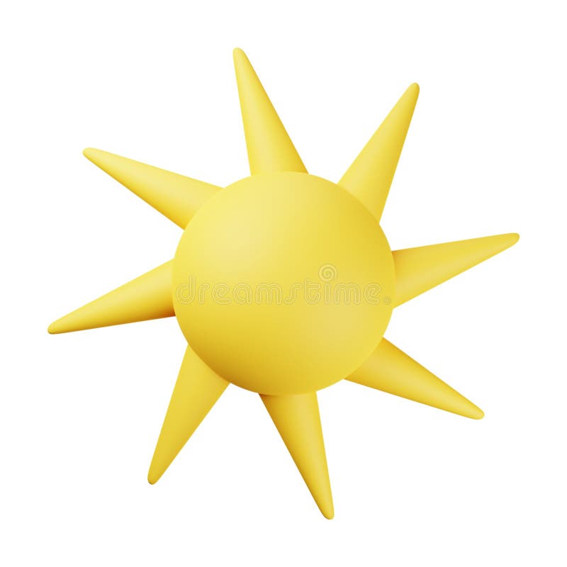 Yellow Sun 3D Illustration stock image. Illustration of summer - 260856249
