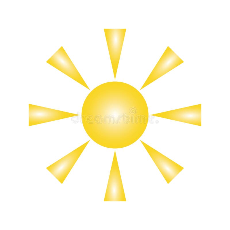 Yellow Sun and Eight Straight Rays on White of Vector Illustrations ...