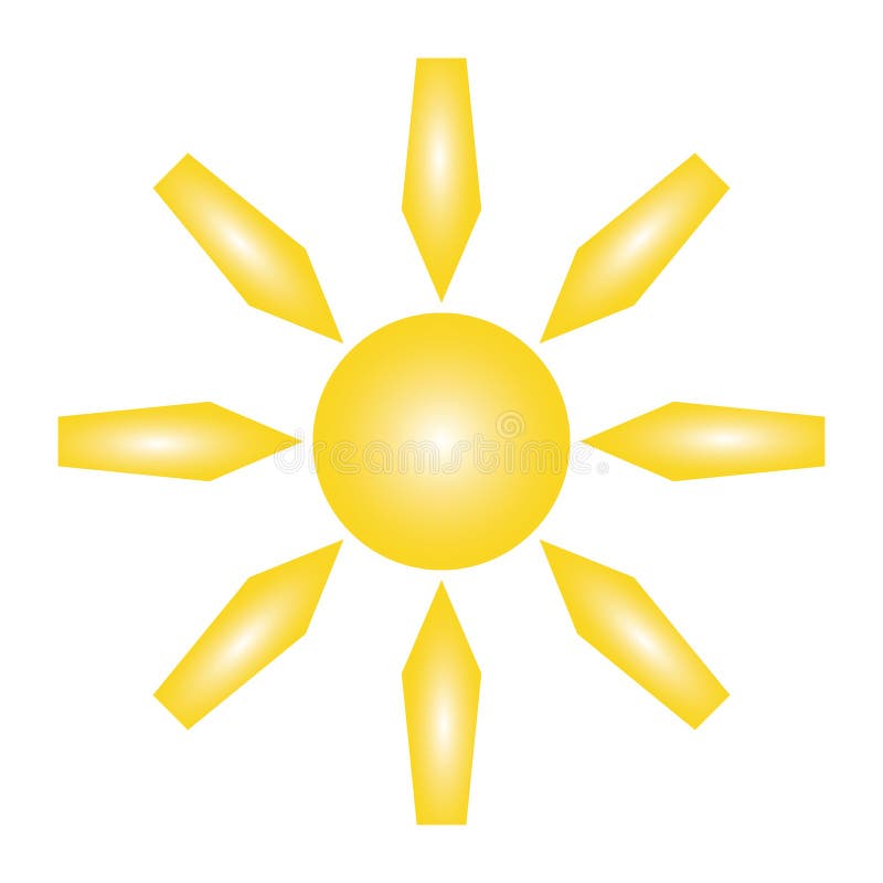 Yellow Sun and Five-pointed Rays on White of Illustrations Stock ...