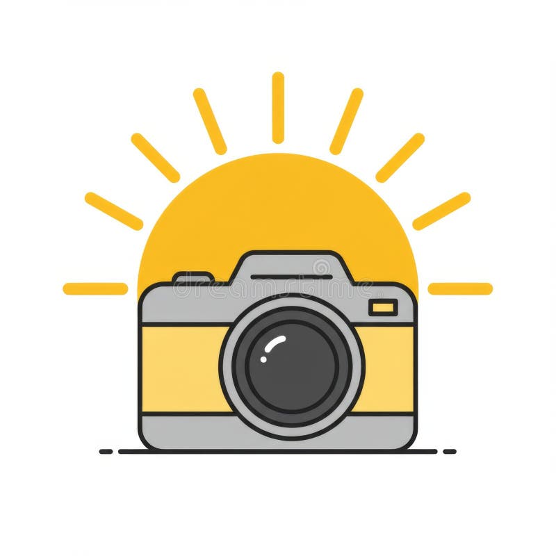 Yellow Sun and Grey Camera Icon Illustration Stock Illustration ...