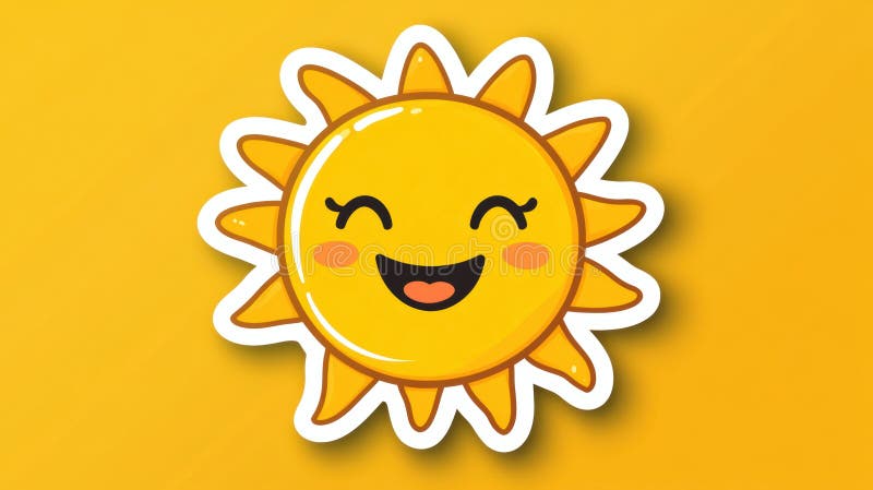 A Yellow Sun with a Happy Face on it Stock Illustration - Illustration ...
