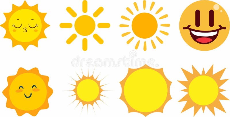 Yellow sun icon collection stock vector. Illustration of creative ...