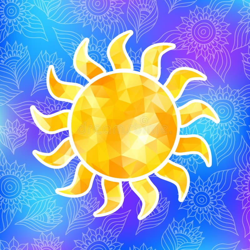 Yellow Sun Label of Triangles Stock Vector - Illustration of banner ...