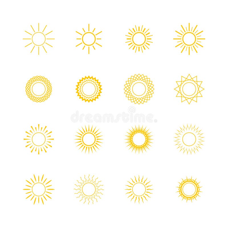 Yellow Sun, Line Style Design Stock Vector - Illustration of spring ...