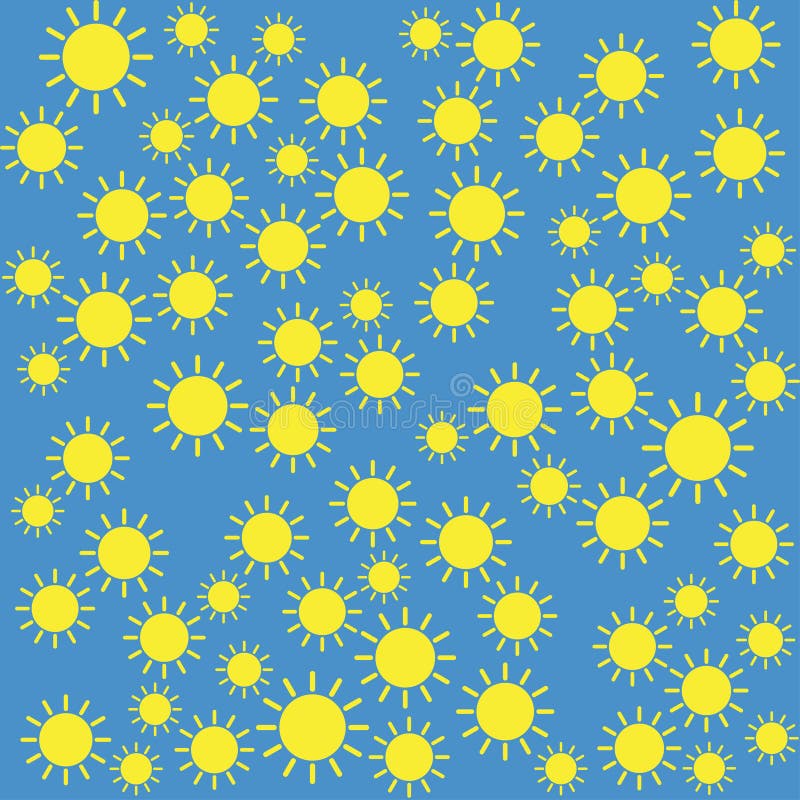 Yellow Sun Pattern on Blue Background Stock Vector - Illustration of ...