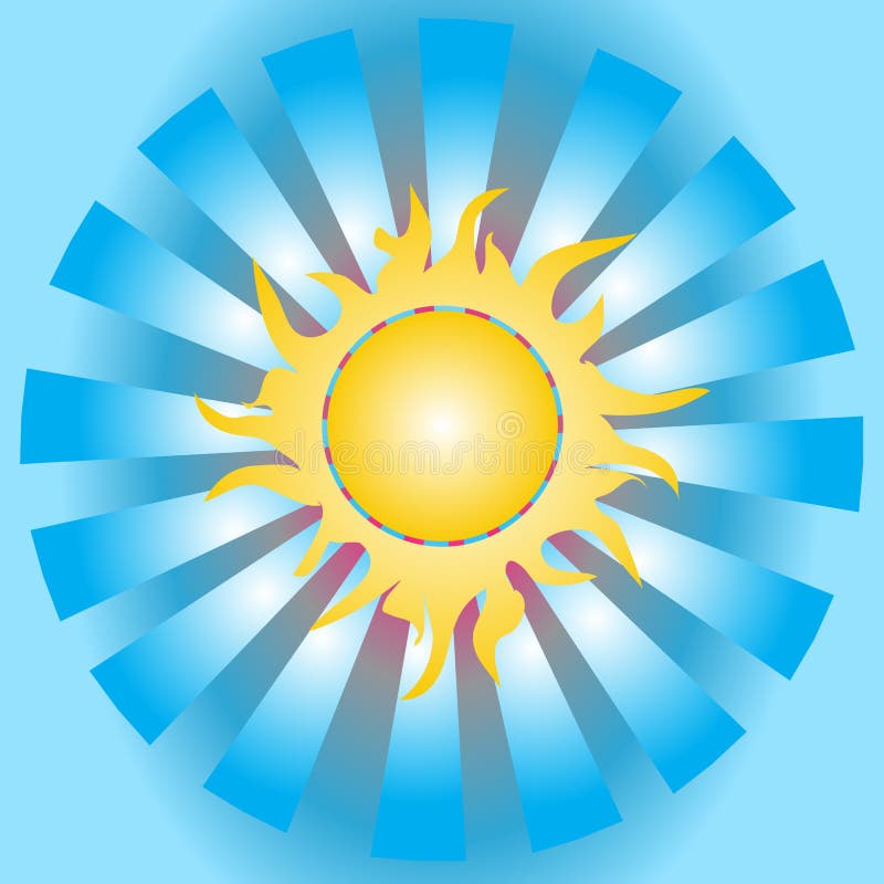 The Yellow Sun Rays in the Blue Sky Stock Vector - Illustration of ...