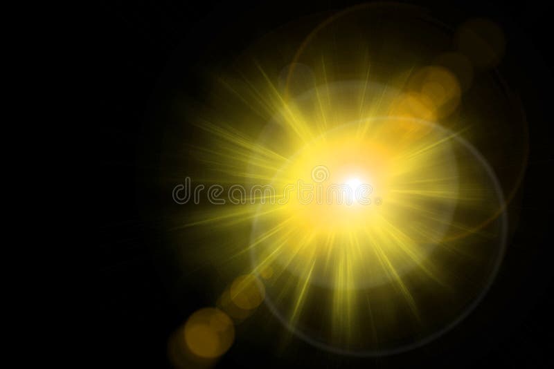 Yellow Sun Rays Warm Light Overlay Isolated and Grunge Effect on Black ...