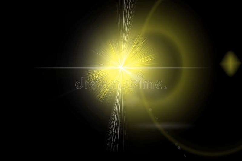 Yellow Sun Rays Warm Light Overlay Isolated and Grunge Effect on Black ...