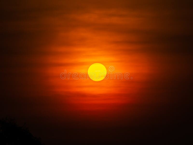 Yellow Sun is Set in the Middle of the Frame Stock Photo - Image of ...