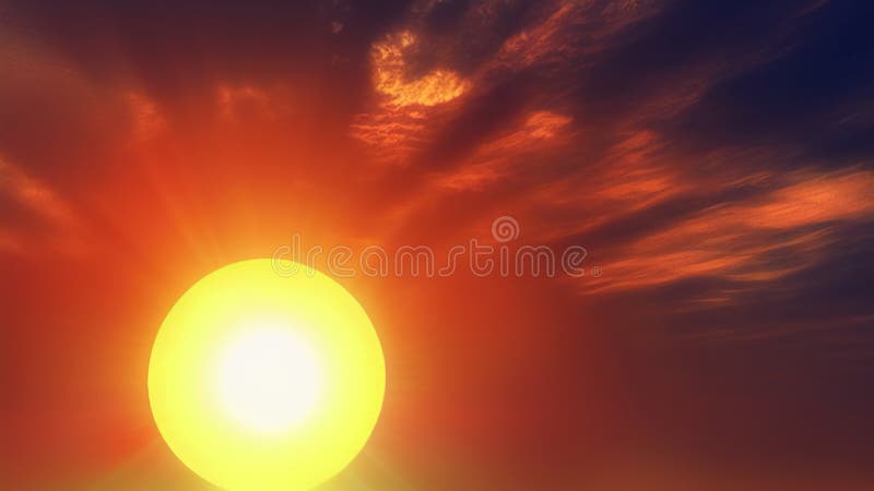 The Yellow Sun is Shining in the Evening Sky. Bright Sunlight in the ...