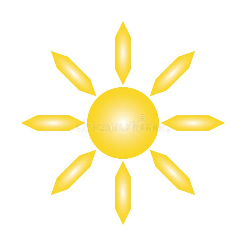 Yellow Sun and Six-pointed Rays on White of Vector Illustrations Stock ...