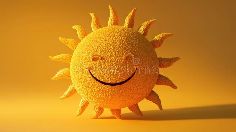 A Yellow Sun with a Smiling Face on it Stock Illustration ...