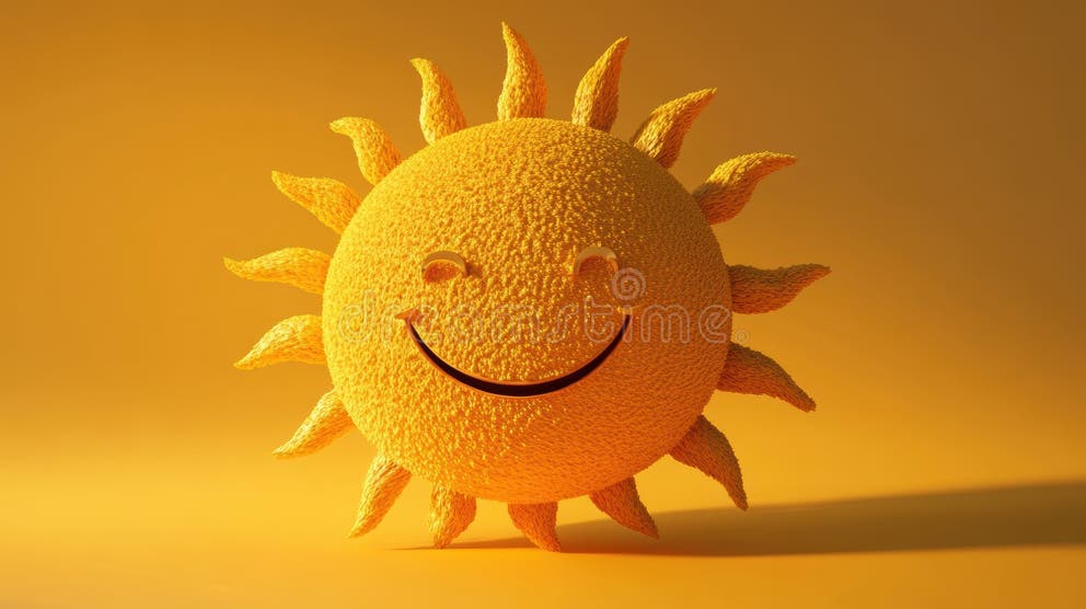 A Yellow Sun with a Smiling Face on it Stock Illustration ...
