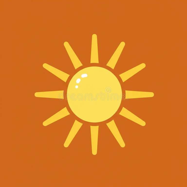 Yellow Sun Symbol with a Circle Center and Radiating Triangular Rays on ...