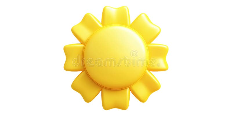 Yellow Sun Symbol with Rounded Rays Isolated on Transparent Background ...