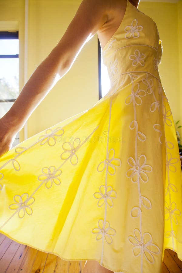 Yellow Sundress stock photo. Image of outline, standing - 22110634