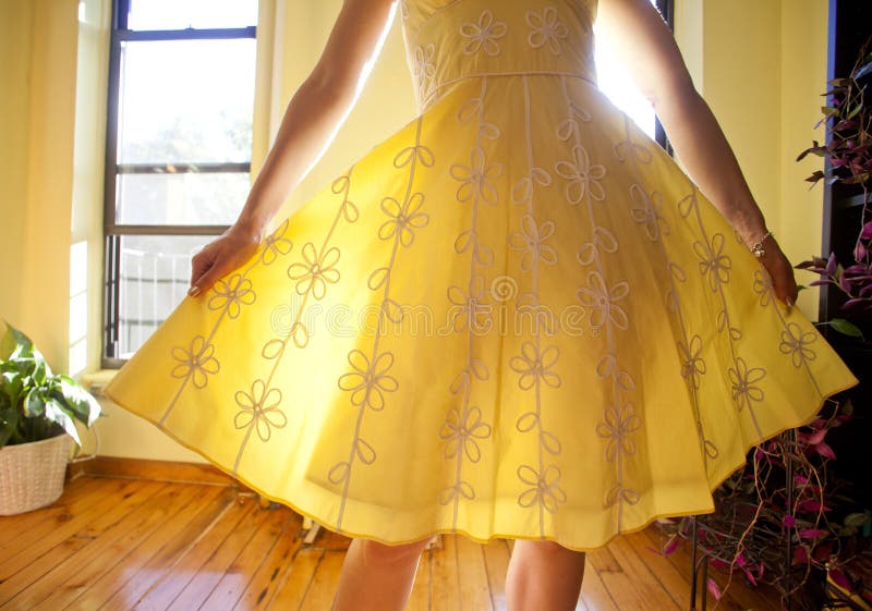 Yellow Sundress stock photo. Image of pattern, woman - 22110638