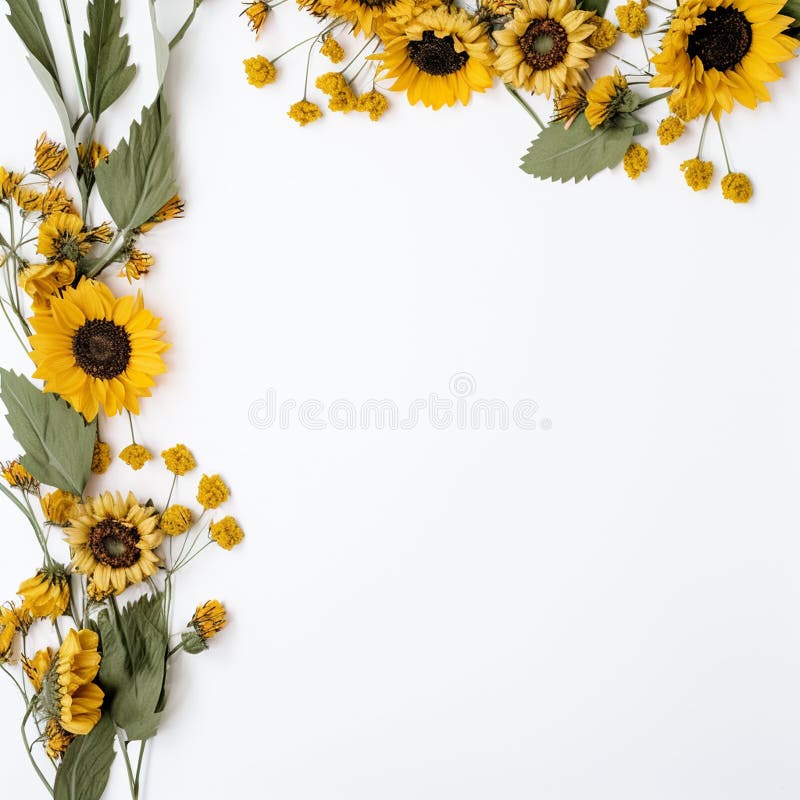 Yellow sunflower border stock illustration. Illustration of rural ...