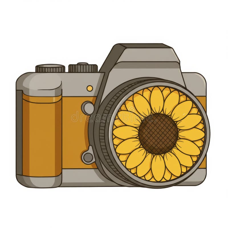 Yellow Sunflower Camera Lens Pixel Art Illustration Stock Illustration ...