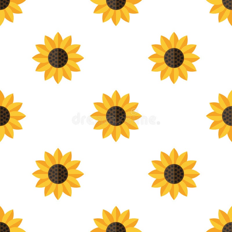 Yellow Sunflower Flat Icon Seamless Pattern Stock Vector - Illustration ...