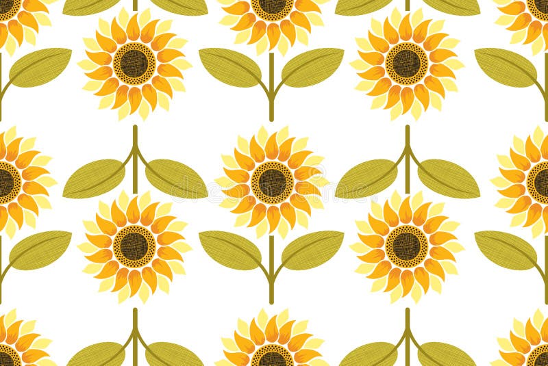Yellow Sunflower Seamless Pattern Stock Vector - Illustration of leaves ...