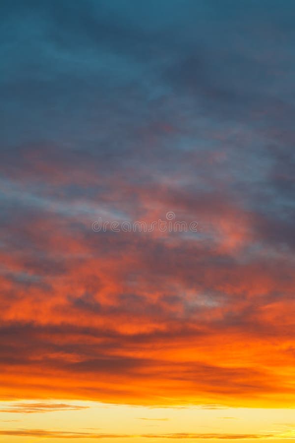 Blue Morning Sky Over Yellow Sunrise Clouds Stock Photo - Image of ...