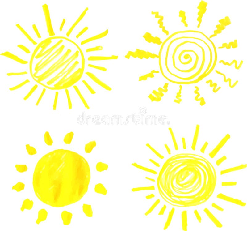 Yellow Suns on a Sheet of Paper Stock Vector - Illustration of sunrise ...
