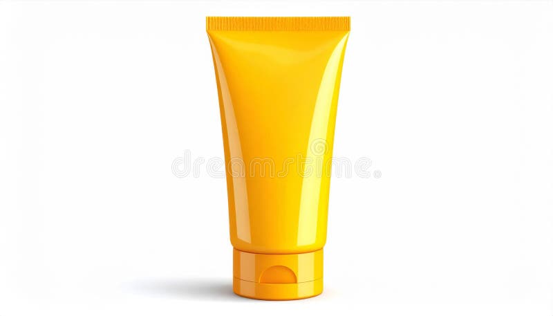 Yellow Sunscreen Tube on White Background Stock Illustration ...