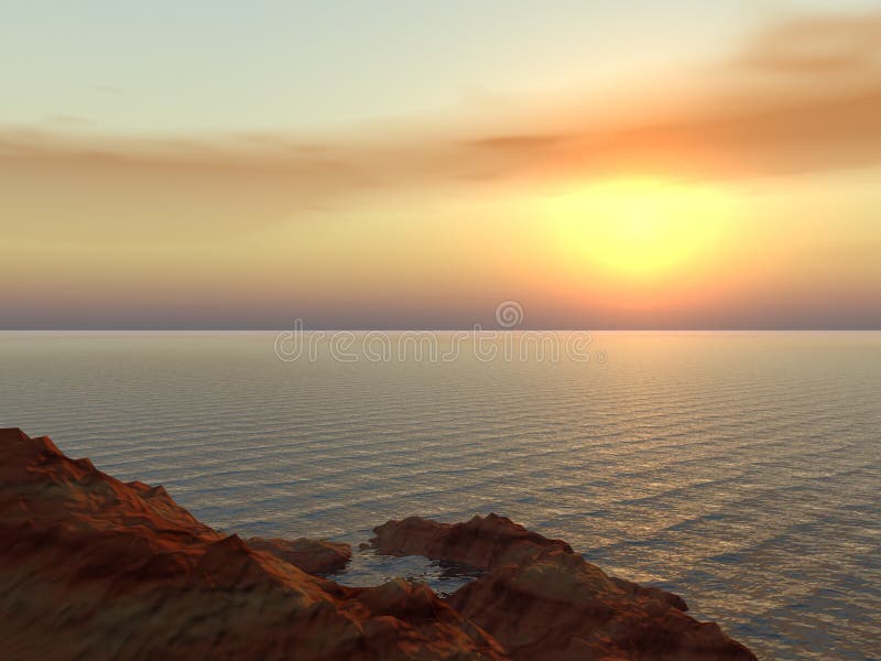 Yellow sunset stock illustration. Illustration of coastal - 3808787