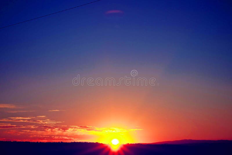 Yellow Sunset Sky and Beautiful Blue Sky Background with Clouds and ...