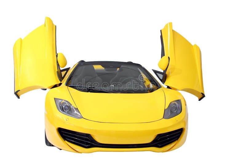 Yellow Supercar Isolated Front View Stock Image - Image of lifestyle ...