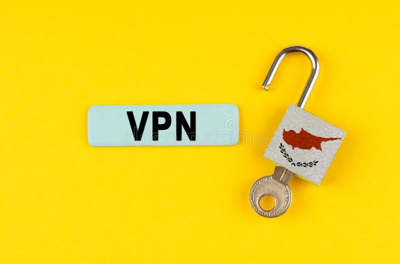 On the Yellow Surface is an Open Lock with a Key and a Sticker with the ...