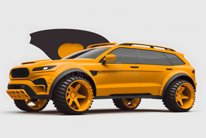 Yellow SUV Car Crossover Design in Yellow Color. Neural Network AI ...