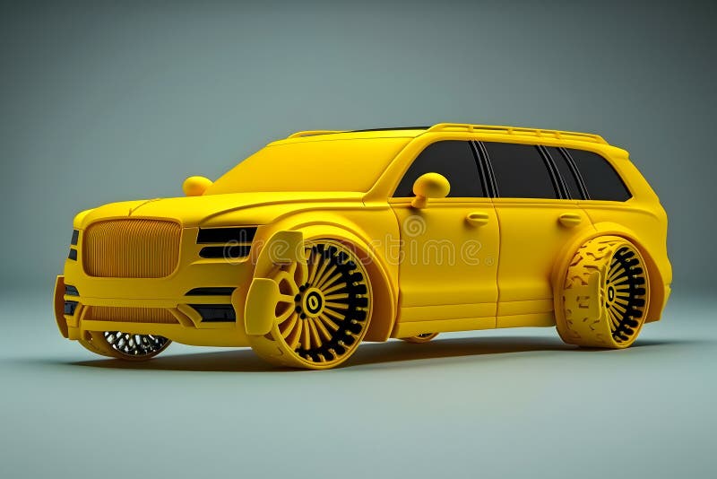 Yellow SUV Car Crossover Design in Yellow Color. Neural Network AI ...