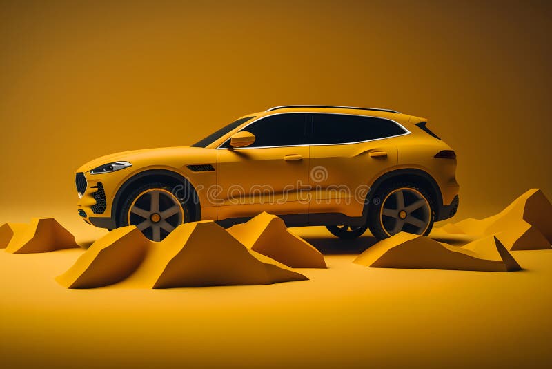 Yellow SUV Car Crossover Design in Yellow Color. Neural Network AI ...