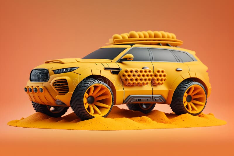 Yellow SUV Car Crossover Design in Yellow Color. Neural Network AI ...