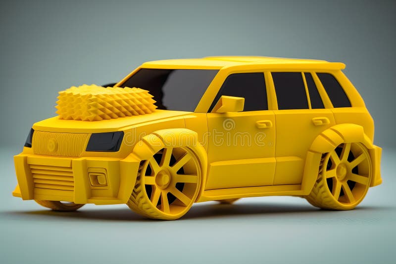 Yellow SUV Car Crossover Design in Yellow Color. Neural Network AI ...