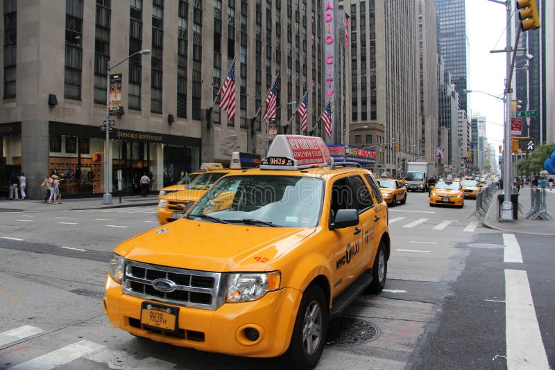 Yellow SUV taxi cab editorial stock photo. Image of downtown - 26733153