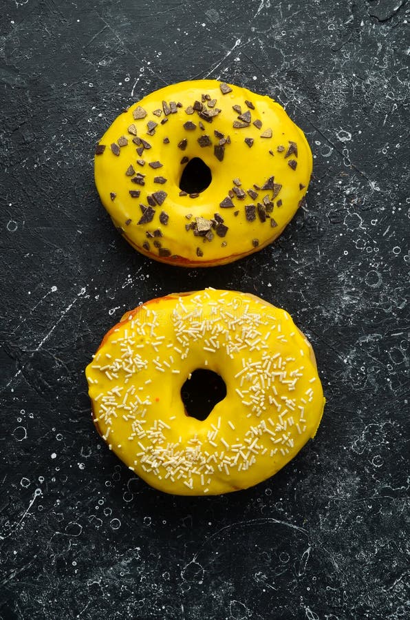 Donut Sweets and Turkish Sweets on a Black Table with Copy Space Stock ...
