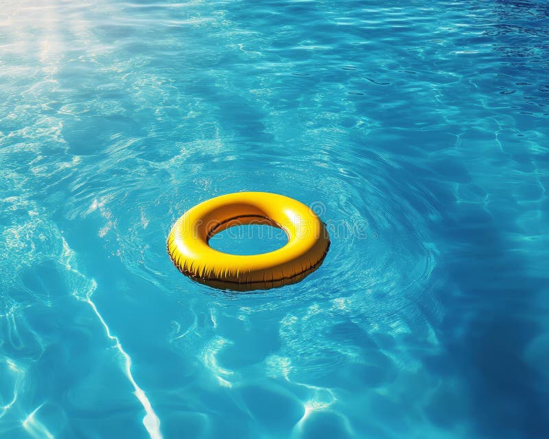 Swimming Pool. Inflatable Floating in Swimming Pool on Sunny Day. Top ...