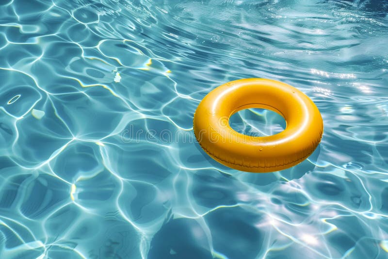 Yellow Swimming Pool Ring Float in Blue Water. Concept Color Summer ...
