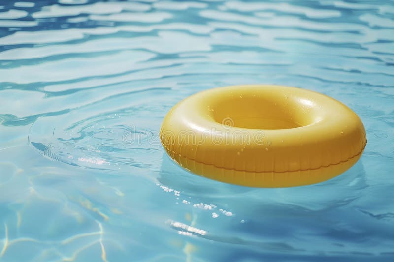 Yellow Swimming Pool Ring Float in Blue Water. Concept Color Summer ...