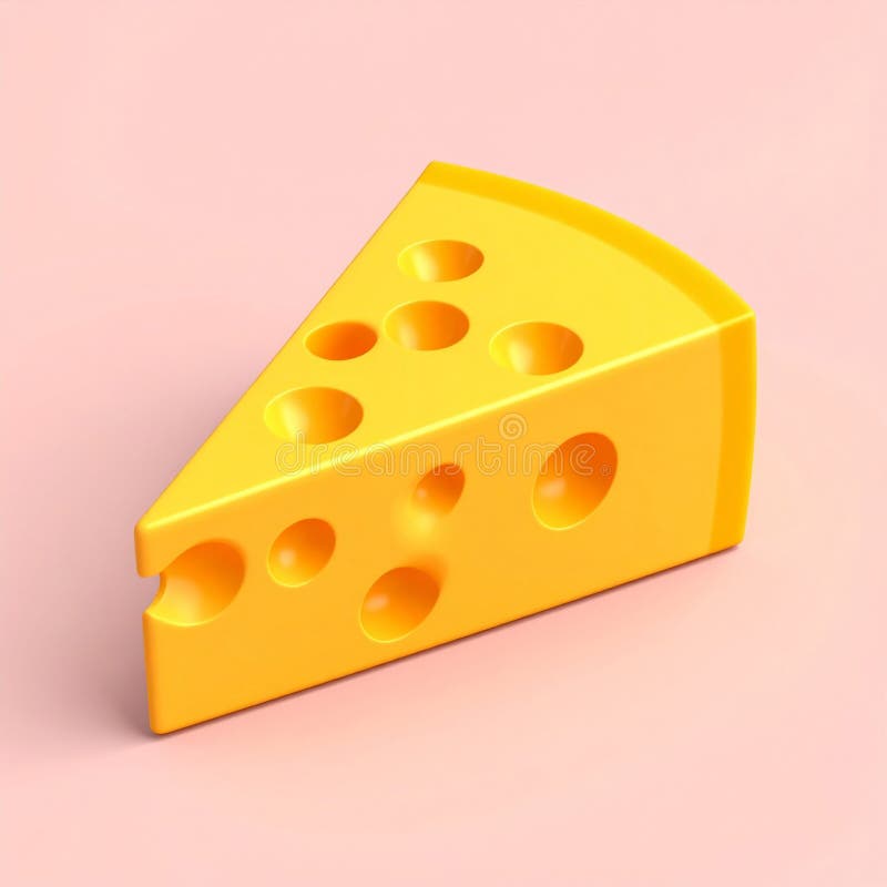 Yellow Swiss Cheese Slice on Pink Background Stock Illustration ...