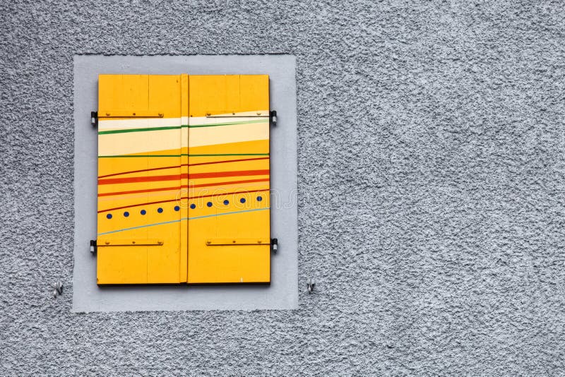 Yellow Swiss Window Shutter Stock Photo - Image of shutters, rural ...
