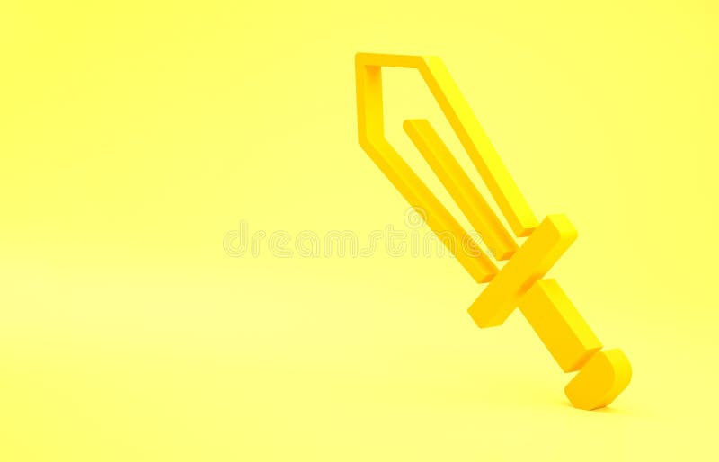 Yellow Sword for Game Icon Isolated on Yellow Background. Minimalism ...